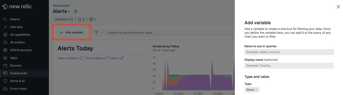 Dynamic Dashboards With Template Variables New Relic