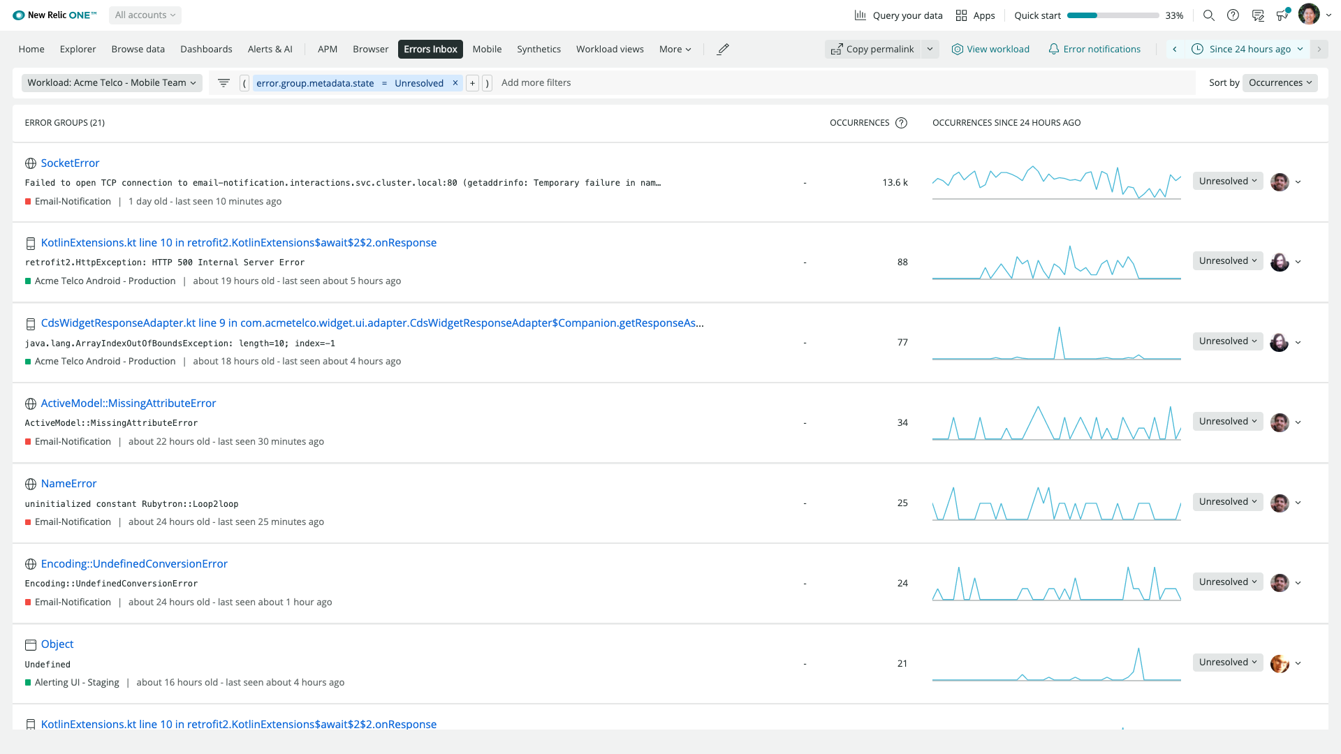 Errors Inbox | New Relic
