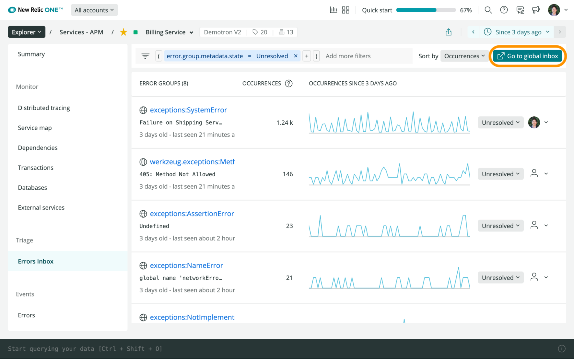 Integrate Slack and APM with errors inbox | New Relic