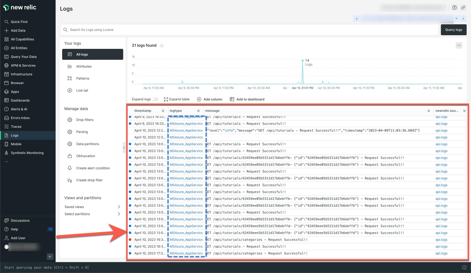 Forwarding Azure Application Logs | New Relic