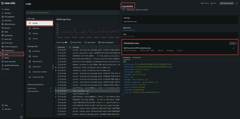 Distributed Traces across Logs and Errors | New Relic