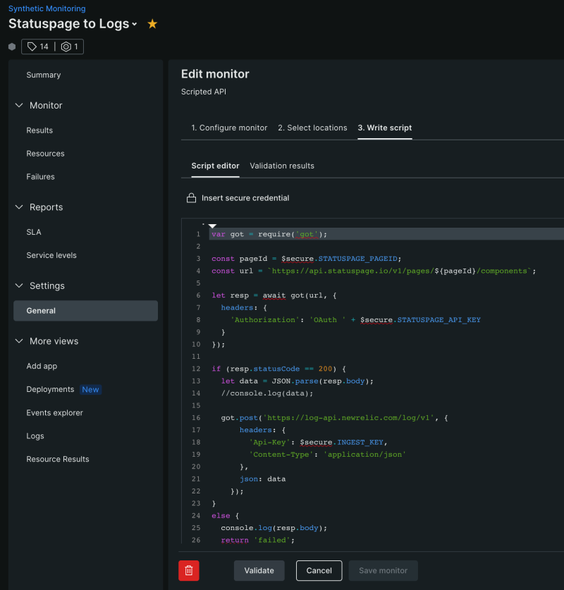 Monitoring Service Uptime with Statuspage | New Relic