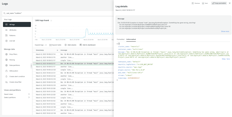 Multiline Logs with Custom Fluent Bit Config | New Relic