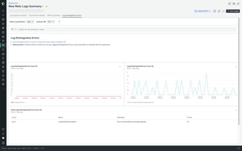 New Relic Logs Summary | New Relic