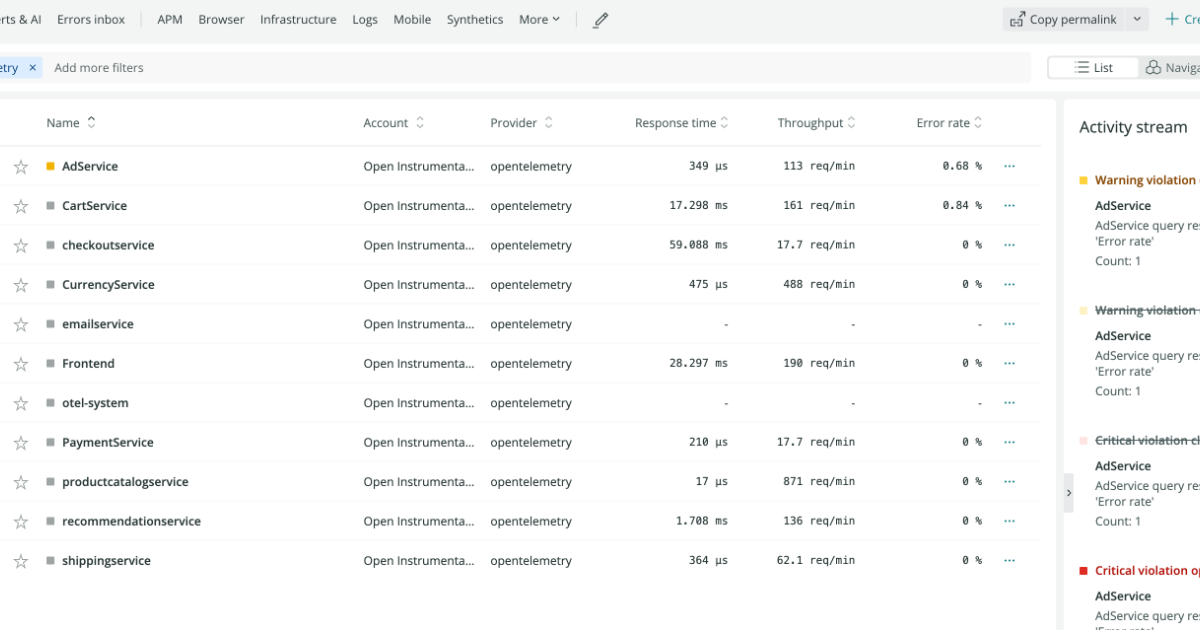 Errors Inbox prend OpenTelemetry en charge | New Relic