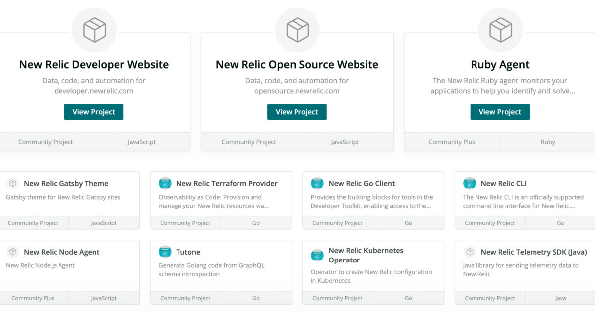 New Relic Open Source: オープンソースプロジェクトのためのウェブサイトを開設しました